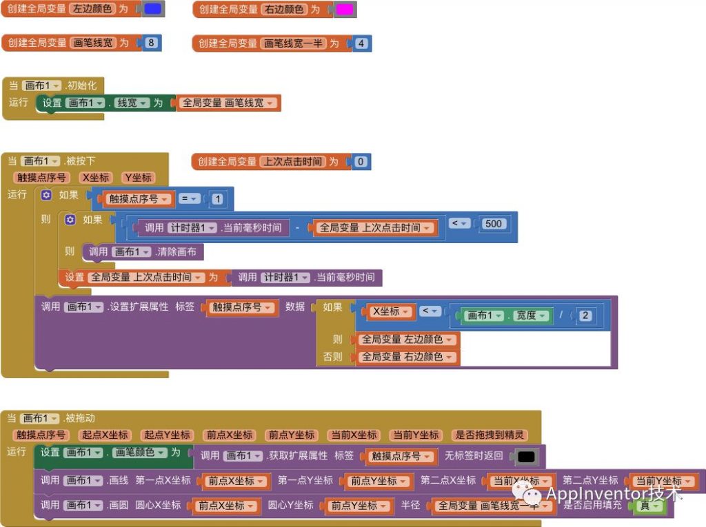 App Inventor 多点触控画布：左右互搏 - WxBit图形化编程